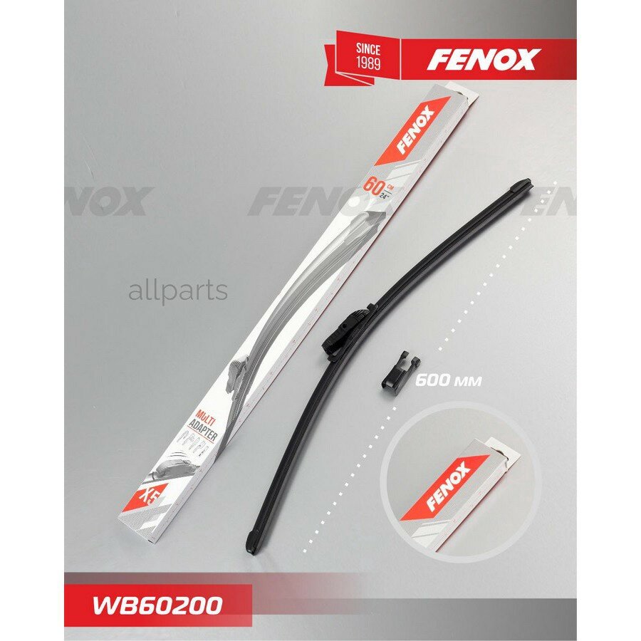FENOX WB60200 Щётка с/о 600мм 24" Универсальная бескаркасная. Крепление: 5 в 1