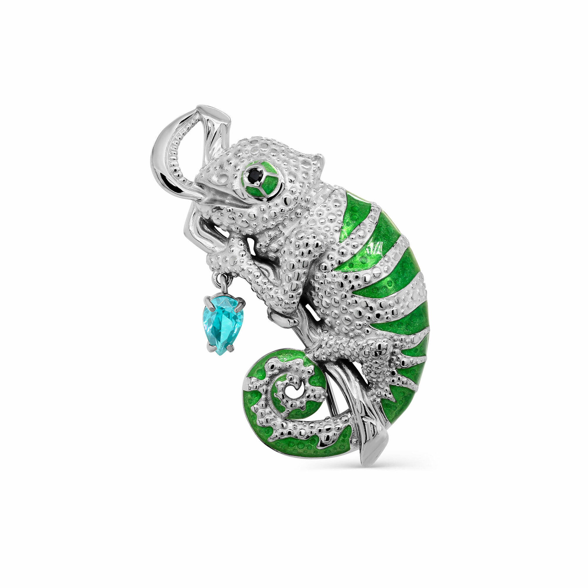 Брошь, серебро, 925 проба, фианит
