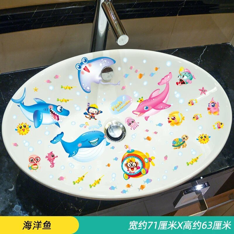 Водонепроницаемые самоклеящиеся декоративные наклейки на плитку для ванной комнаты с изображением морских рыб для