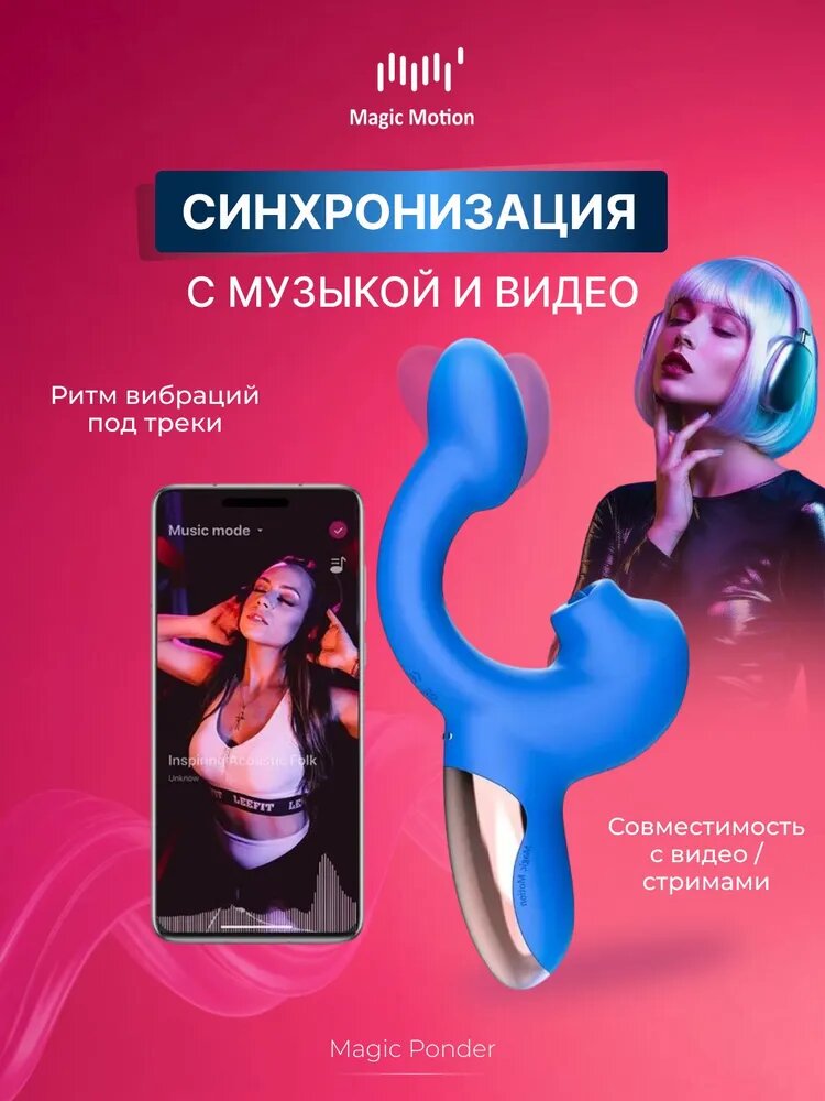 Вибратор Magic Motion Ponder синий кролик стимулятор точки G и язык для кунилингуса