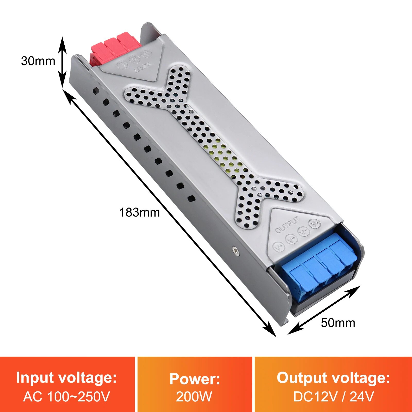 X-Pro Трансформатор освещения 60Вт/100Вт/200Вт/300Вт/400Вт 200W (100-240V), DC 24V