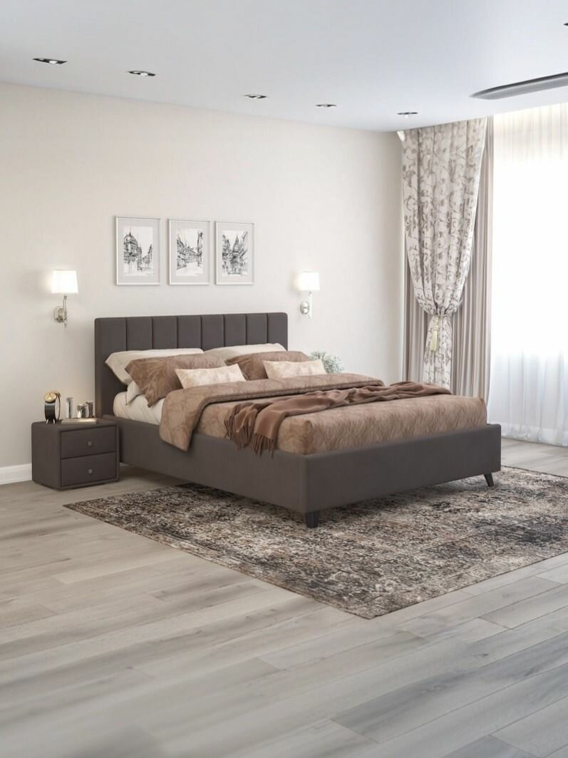 Кровать "Оливия" 140х200см с подъемным механизмом в ткани микровелюр