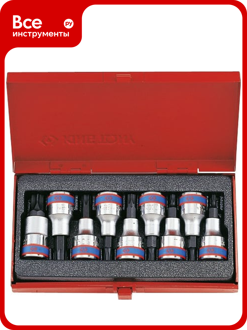 Набор торцевых насадок 1/2", TORX Т20-Т60, 60мм, 9шт KING TONY 4109PR