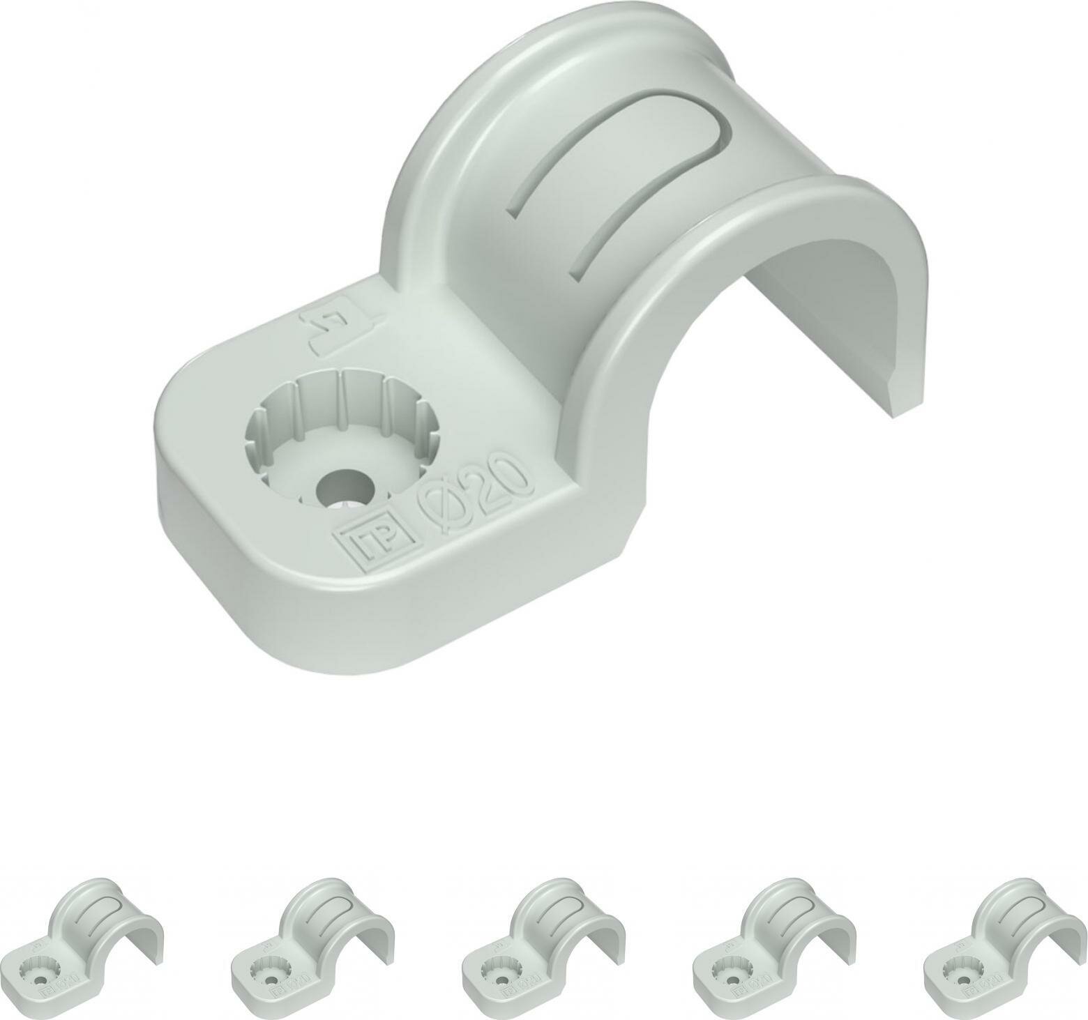 Скоба пластиковая круглая Промрукав 20мм серая (50 шт./уп) (комплект из 5 уп)