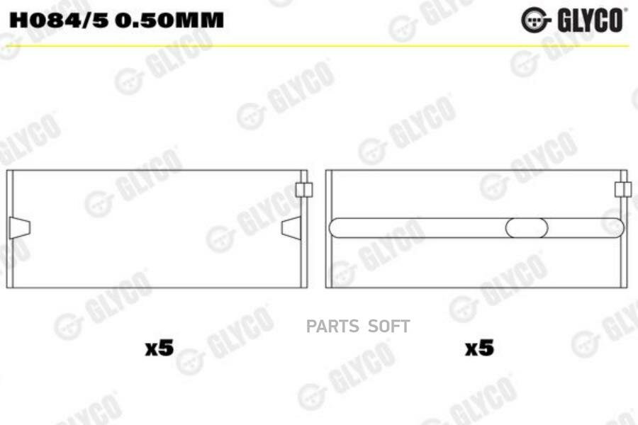Вкладыши ДВС коренные (к-т) Audi, VW, Skoda, Seat Glyco арт. H0845050MM