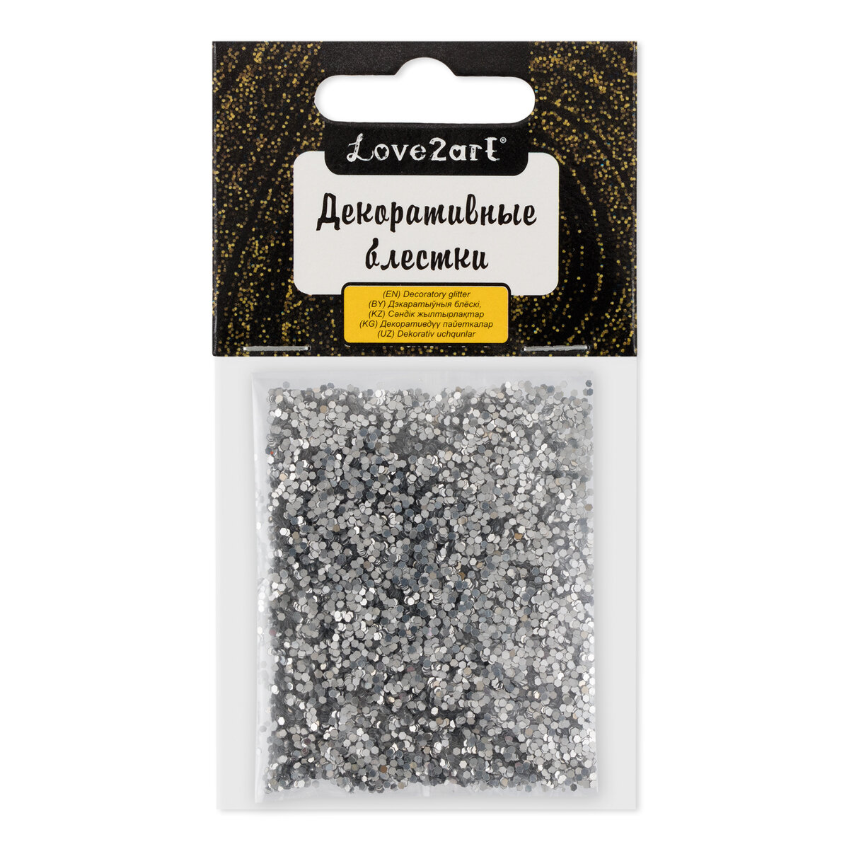 "Love2art" Декоративные блестки GLIS-01 1 мм 5 г 4.5 мл № 38 под серебро/silver
