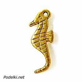 Фурнитура для бижутерии Подвеска Морской конек 0004503 золотой цвет 22x9 мм, цена за 10 шт.