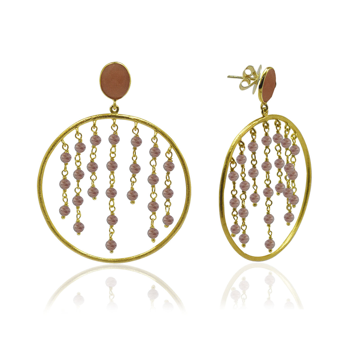 Серьги, серебро, 925 проба, лунный камень