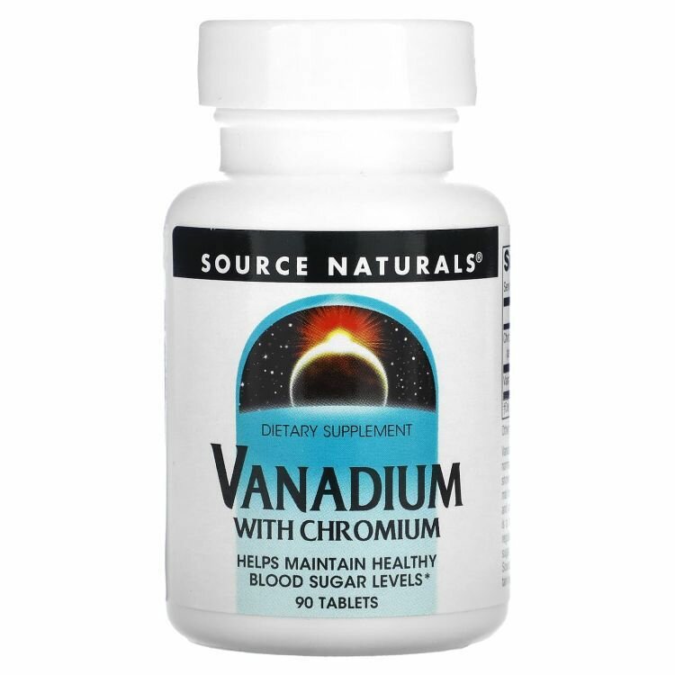 Source Naturals, Vanadium with Chromium, Ванадий с хромом, 90 таблеток