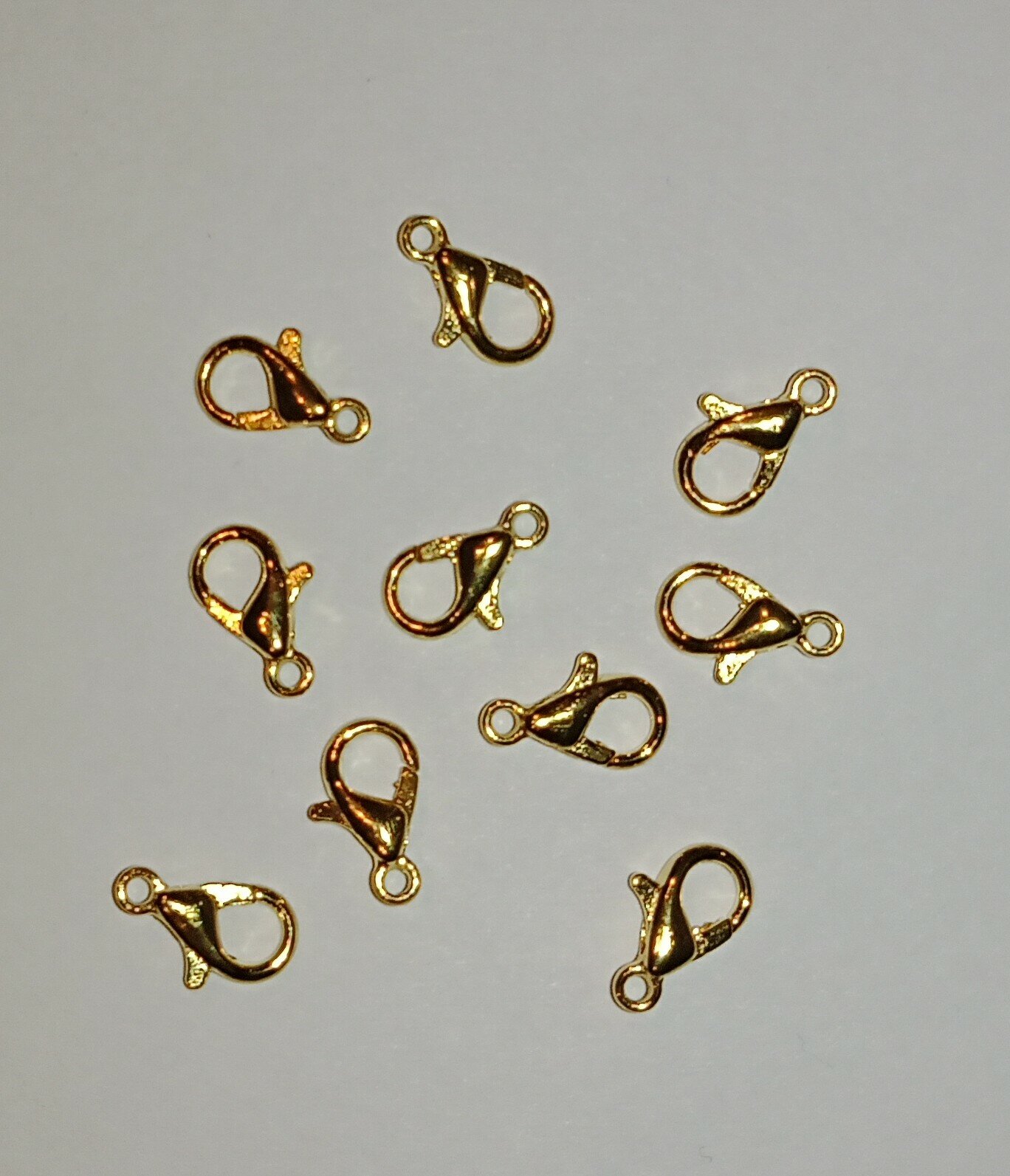Замок-карабин для бус и браслетов, цвет золото, 10 шт, 10 мм