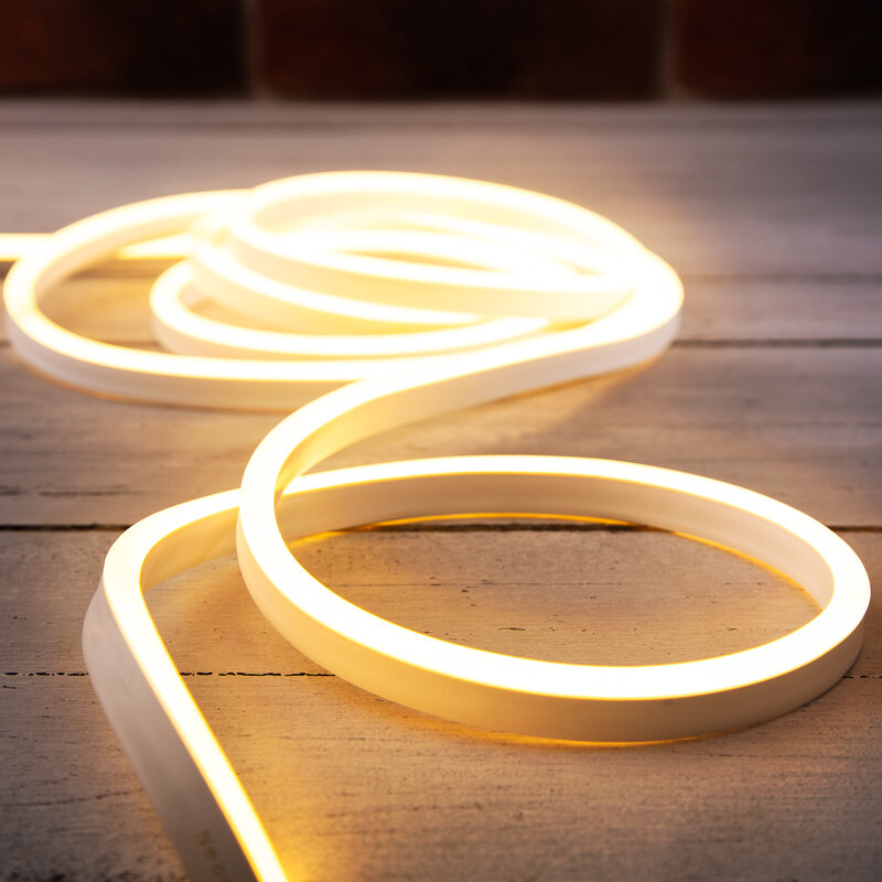 Лампы светодиодные Neon-Night Гибкий неон LED SMD 8х16 мм, односторонний, теплый белый, 120 LED/м, 5 м