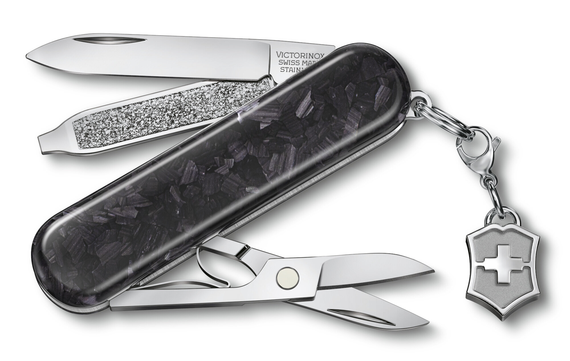 Нож перочинный Victorinox Classic Brilliant Carbon (0.6221.90) 58мм 5функц. черный/серебристый подар