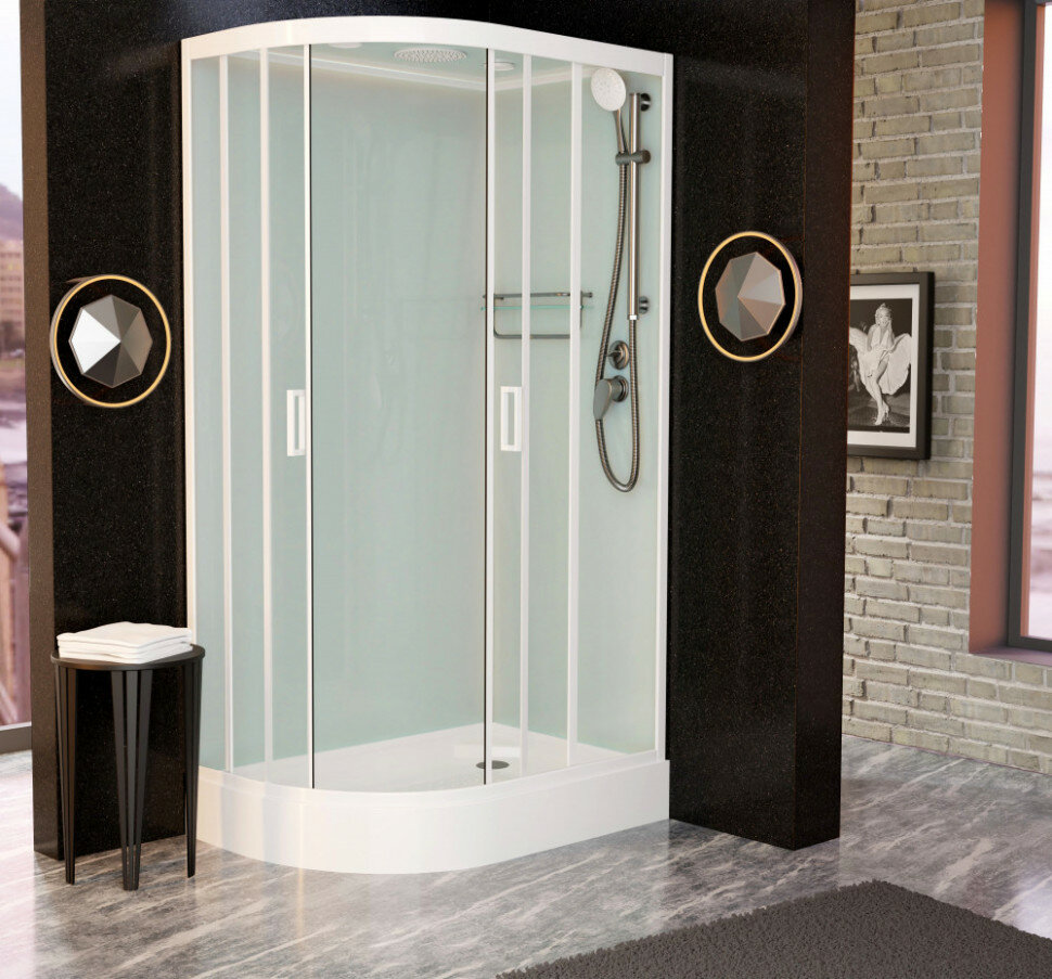 Душевая кабина Frank F411R М White правосторонняя матовое стекло 110х80 см, 20018