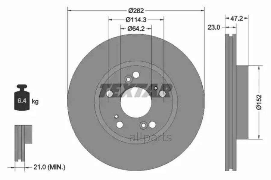 TEXTAR 92144403 Диск тормозной передний с покрытием PRO BYD/HONDA/HONDA (DONGFENG) TEXTAR 92144403