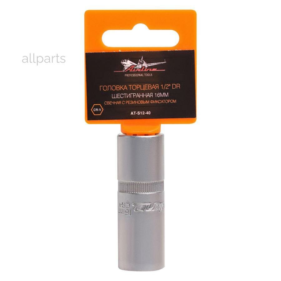 AIRLINE AT-S12-40 Головка торцевая 1/2DR шестигранная 16мм свечная резиновый фиксатор (AT-S12-40)
