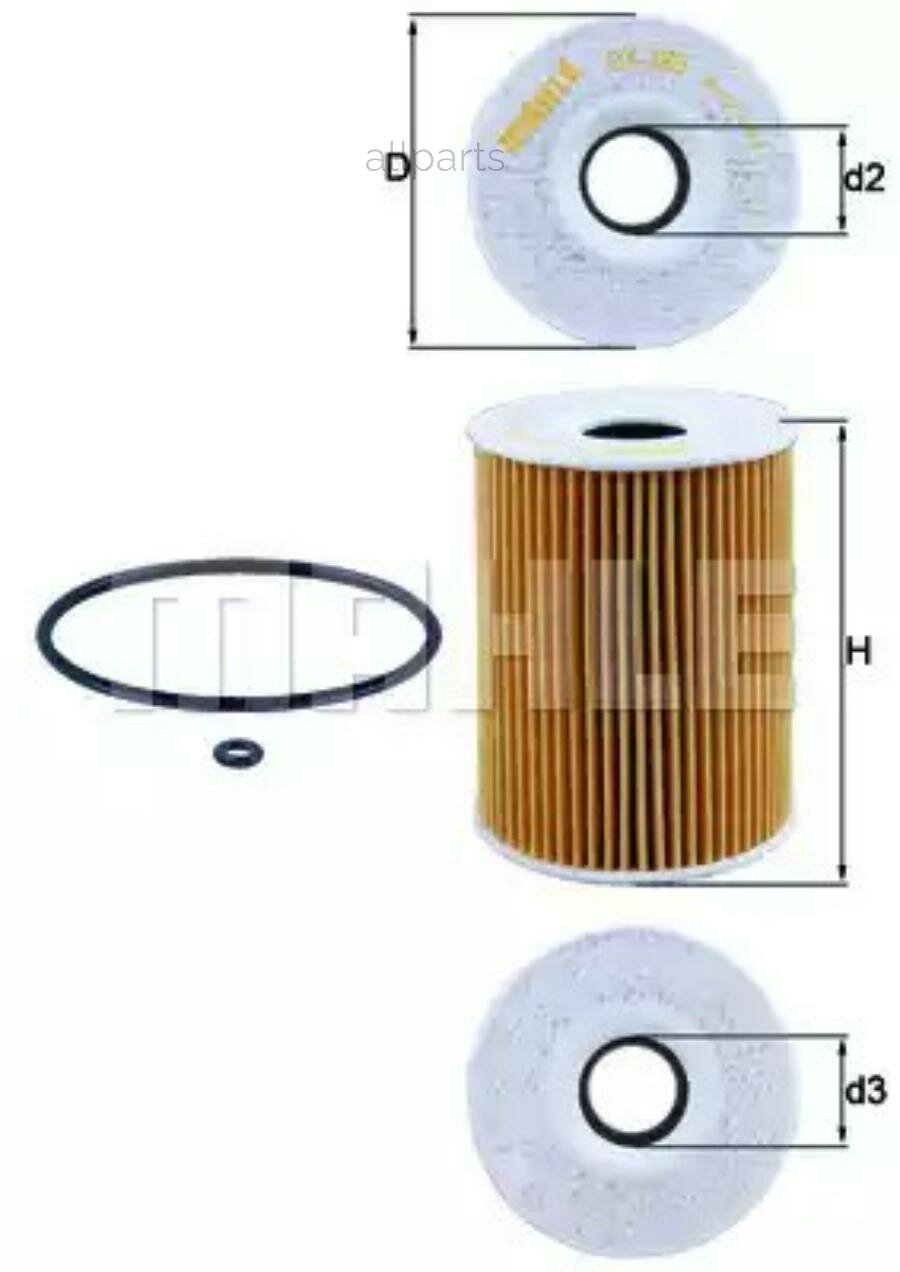MAHLE OX380D фильтр масляный картридж MERCEDES W204 320CDI01/07-/W211 280CDI/320CDI 03/05-/W221 320CDI 12/05-/W