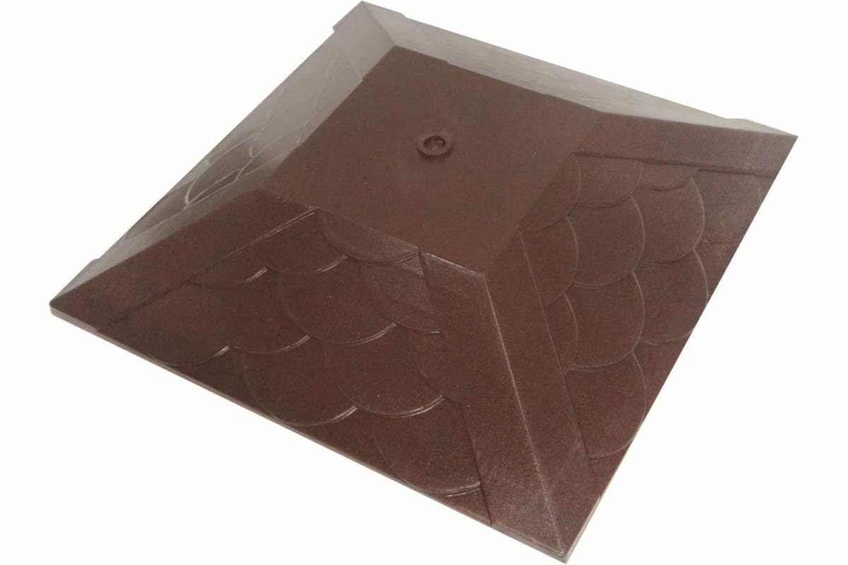 ООО ТК "Титан" Колпак на столб забора под фонарь Тетто Элит Чешуя 385x385, Шоколад 444410ЧШЭ