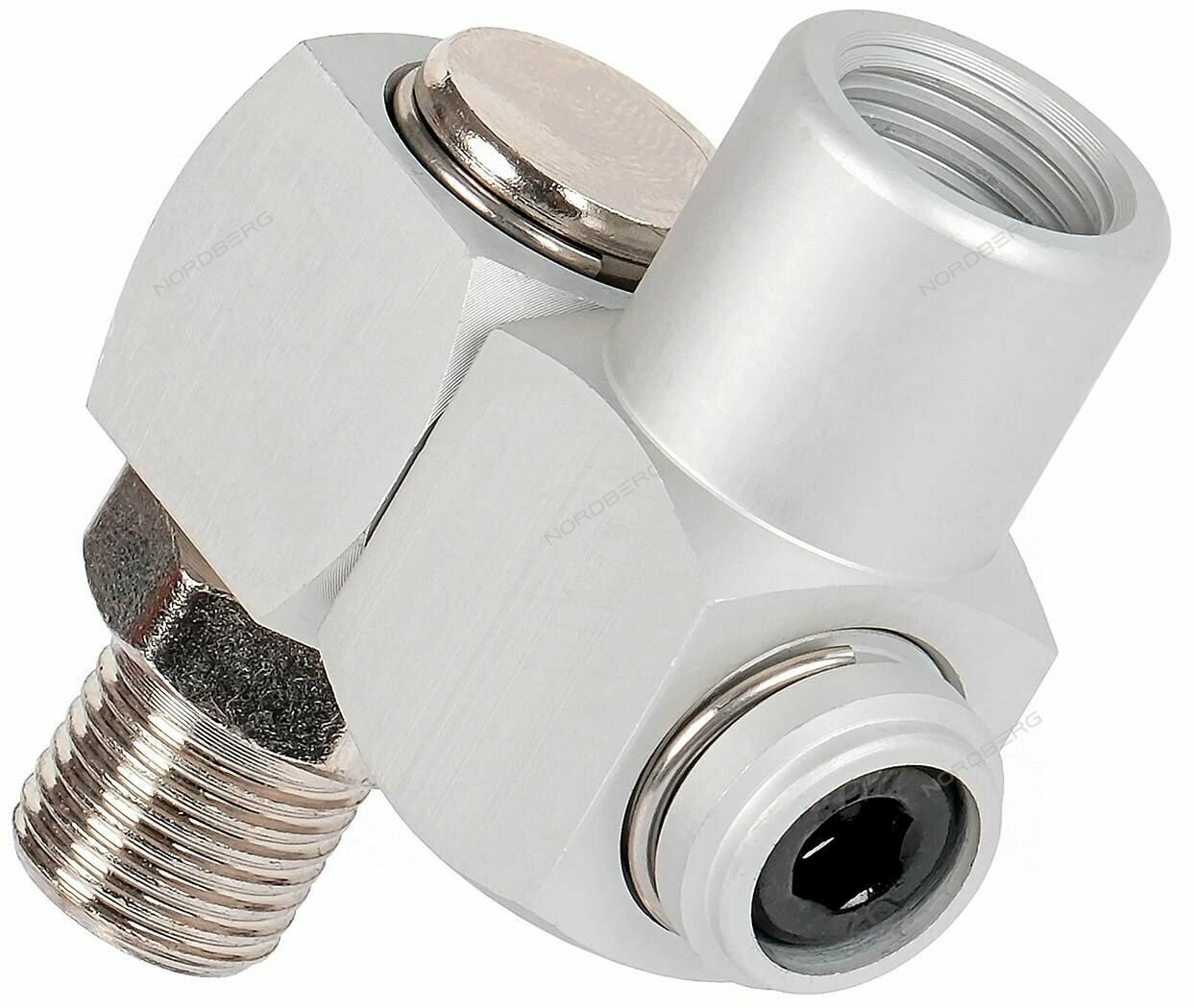 Переходник резьбовой M1/4" - F1/4" шарнирный 360 градусов NORDBERG NPMM22S