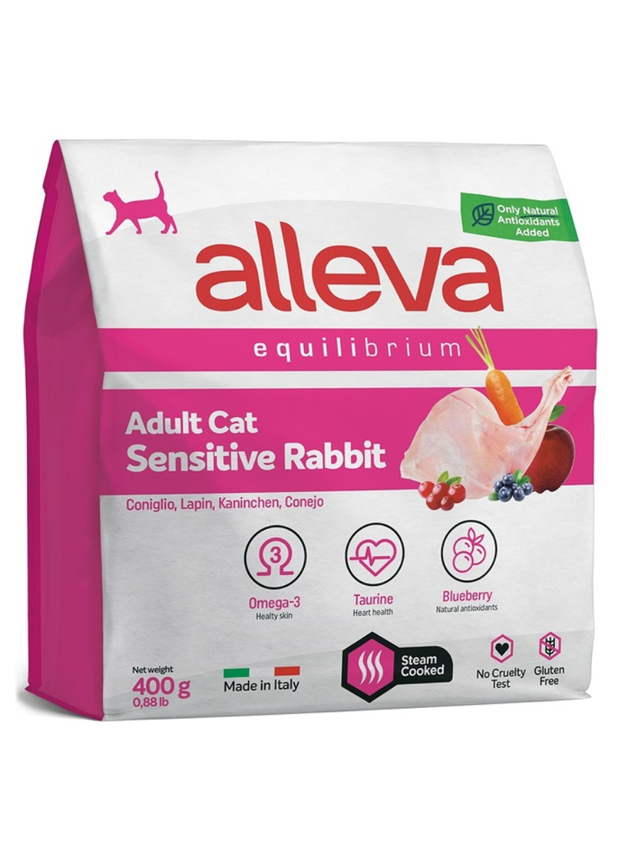 ALLEVA EQUILIBRIUM Корм для взрослых кошек Сенситив с кроликом 0,4 кг