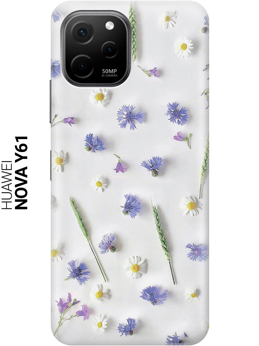 Силиконовый чехол на Huawei nova Y61 / Хуавей У61 с рисунком "Ромашки и колоски"