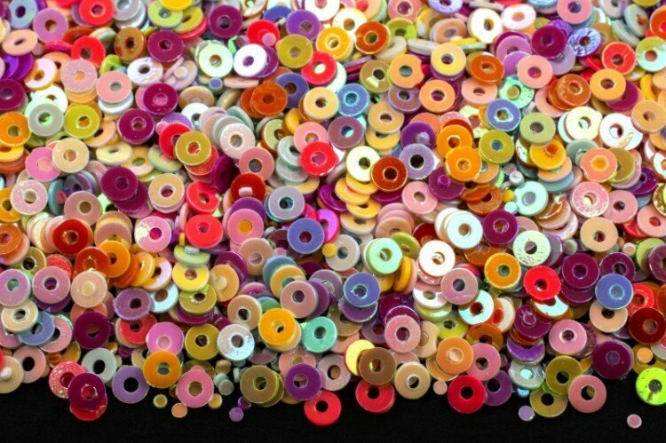 Пайетки круглые 2мм плоские, ассорти цветов, 1022-060, 10 грамм