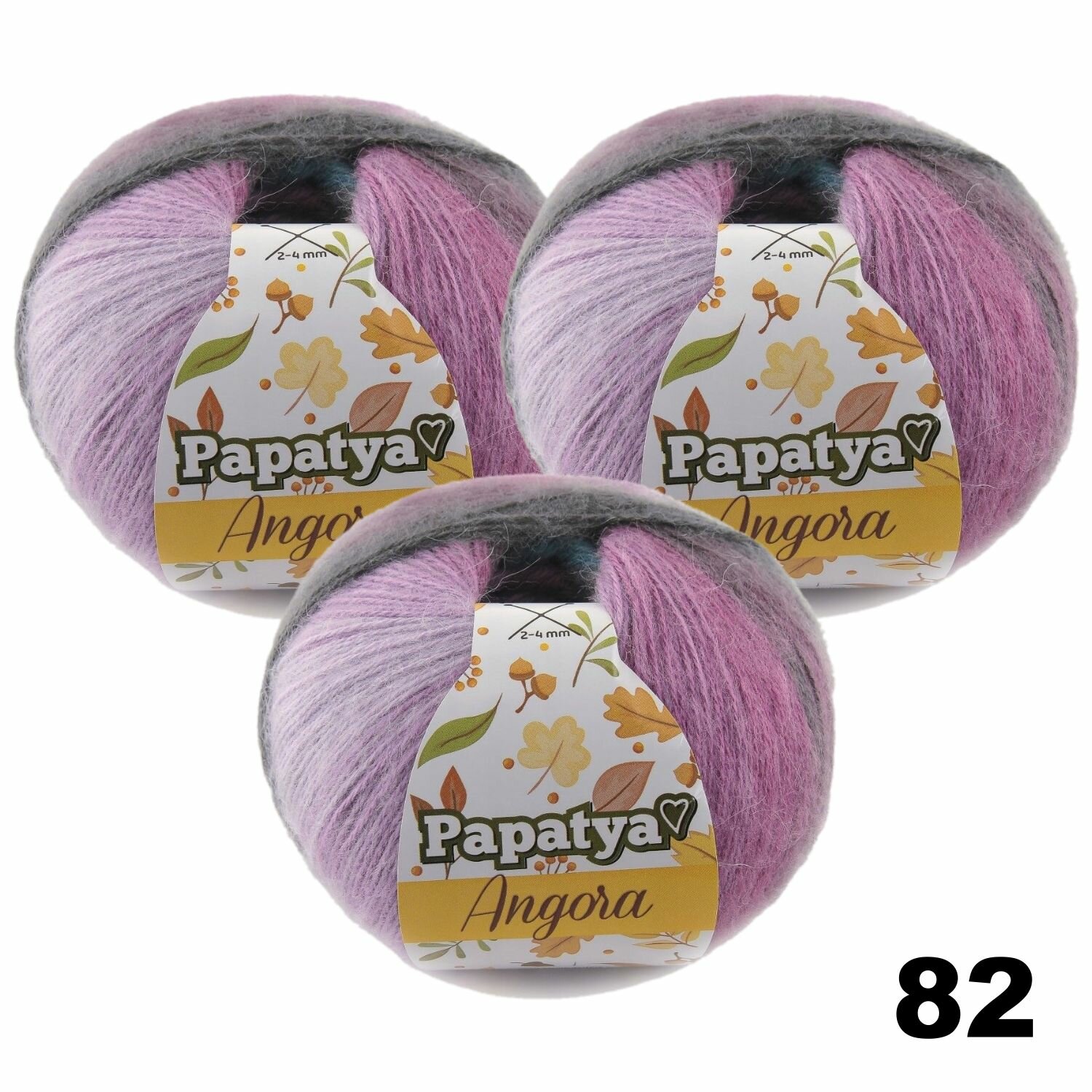 Пряжа для вязания Kamgarn Papatya Angora Batik (Камгарн Папатья Ангора Батик) / цвет 82 / 3 мотка / 550м/100г, шерсть 20%, акрил 80%