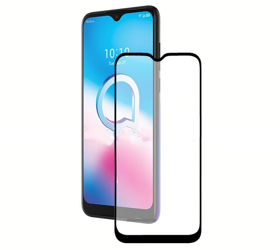 3D/5D защитное стекло Чехол. ру для Alcatel 3L (2020) 5029Y с закругленными изогнутыми краями которое полностью закрывает экран / дисплей по краям с.
