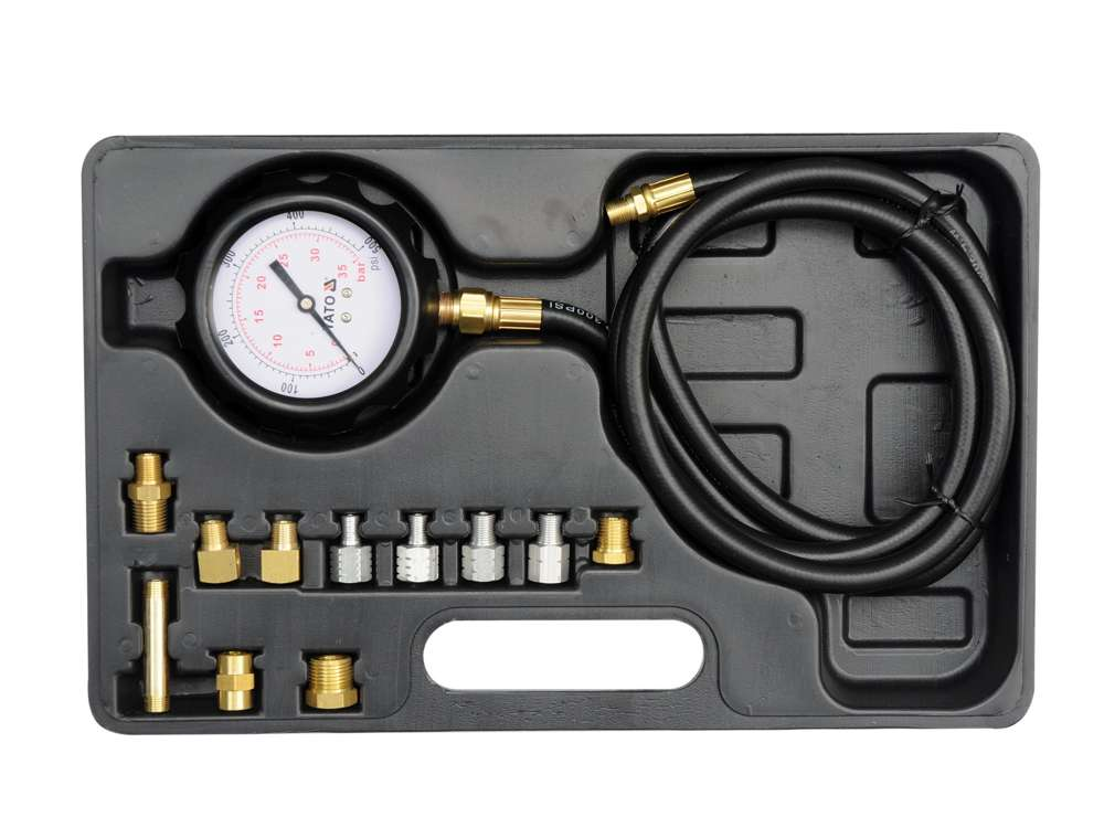 YATO YT-73030 индикатор давления масла с адаптерами, 12 пр, шланг - 185 см, 0 - 35 bar