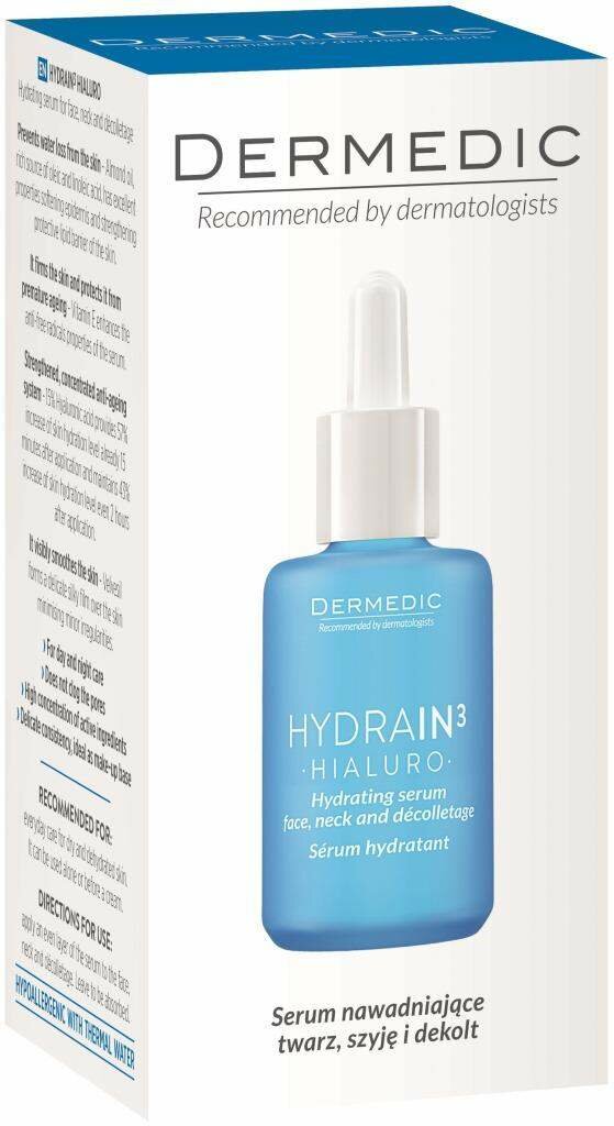 Дермедик гидреин 3 гиалуро Увлажняющая сыворотка для лица, шеи и декольте 30 мл