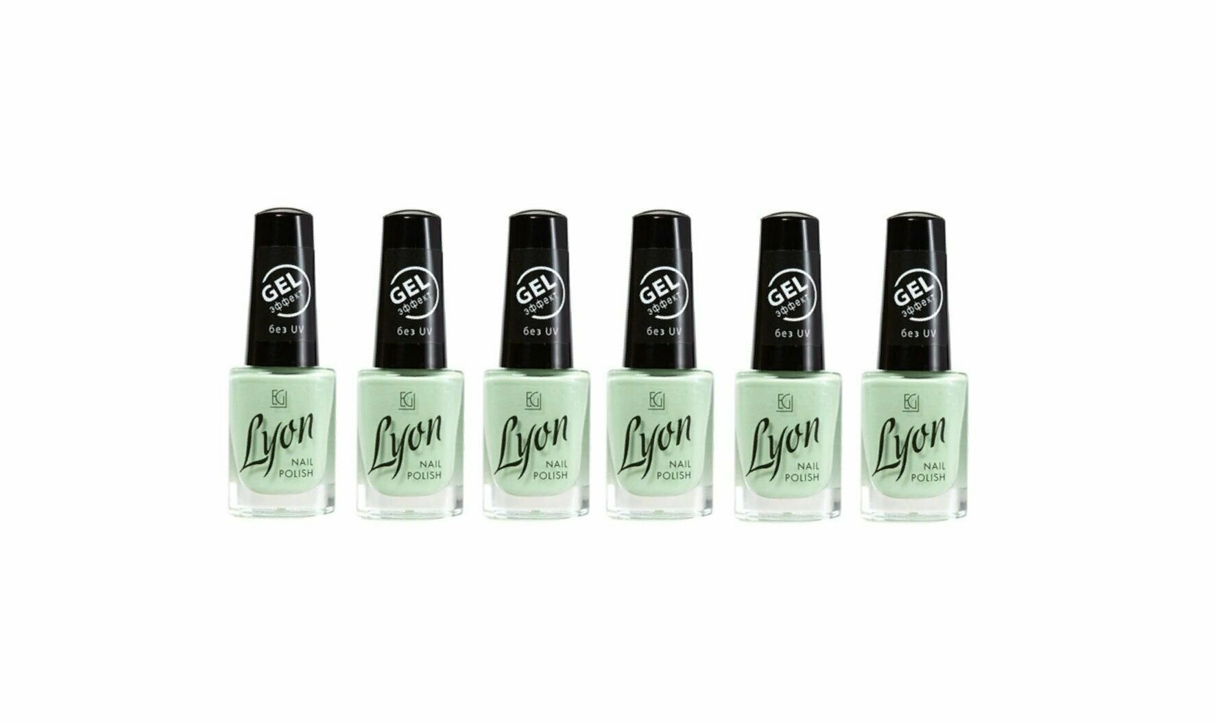 Lyon Лак для ногтей "Гель эффект", №67 Нефрит, 6 мл, 6 штук