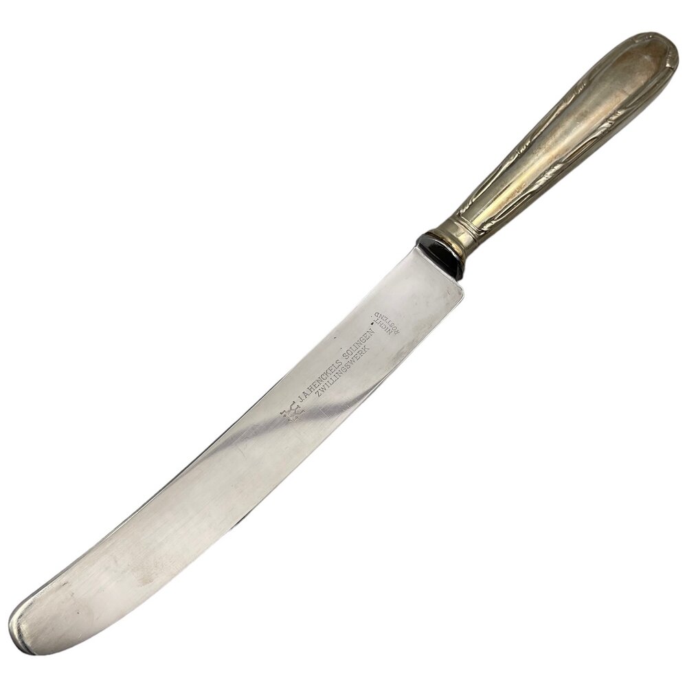 Нож столовый 25,5 см, серебро 0.800, 1900-1930 гг, J.A.Henckels Solingen, Германия