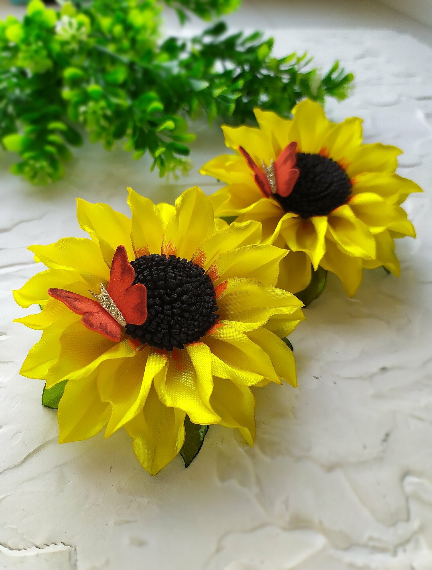 Бантики для девочек жёлтые, подсолнухи