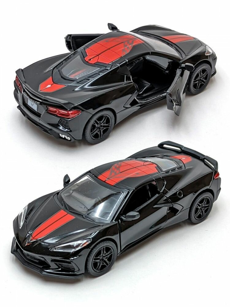 Металлическая машинка Kinsmart 2021 Corvette w/ printing 1:36 KT5432DF (Черный)