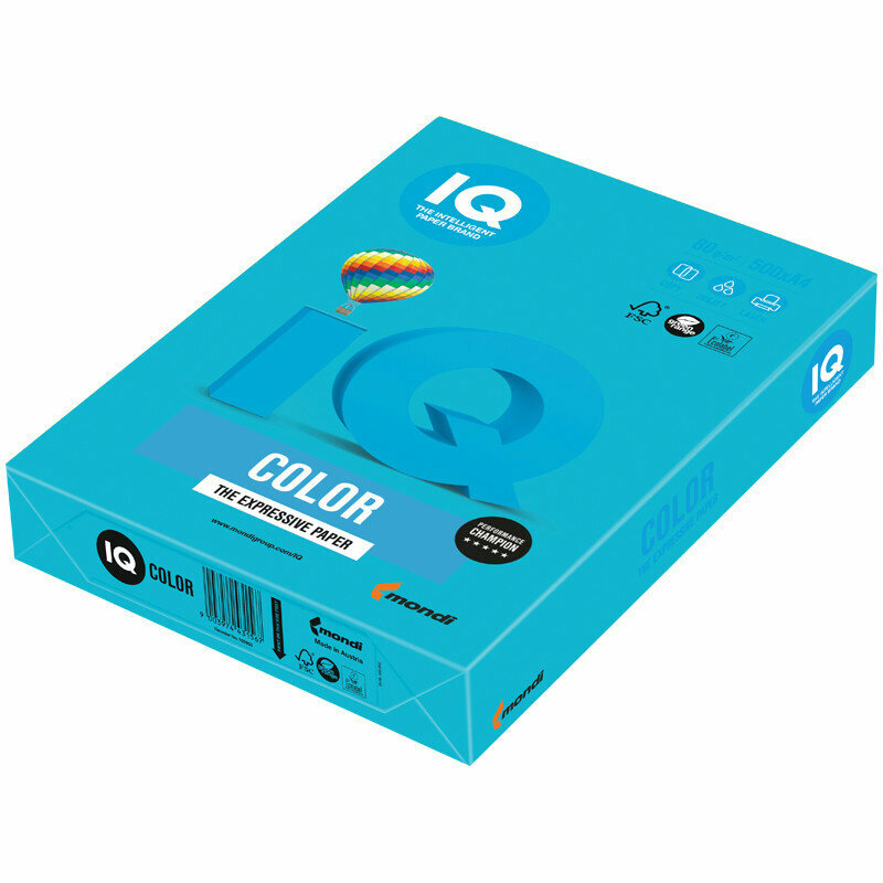 Бумага IQ "Color intensive" А4, 80г/м2, 500л. (светло-синий), 093510