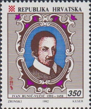 Почтовые марки Хорватия 1992г. "400 лет со дня рождения Ивана Бунича Вучича" Поэты MNH