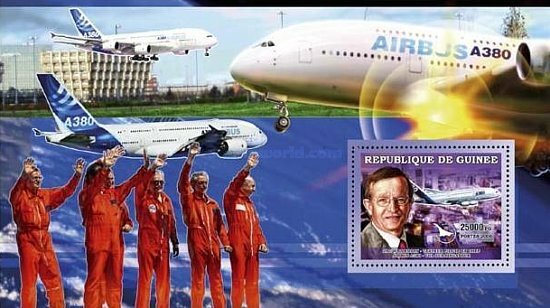 Почтовые марки Гвинея 2006г. "Транспорт - Самолеты - Жак Розэ, Airbus A 380" Самолеты MNH