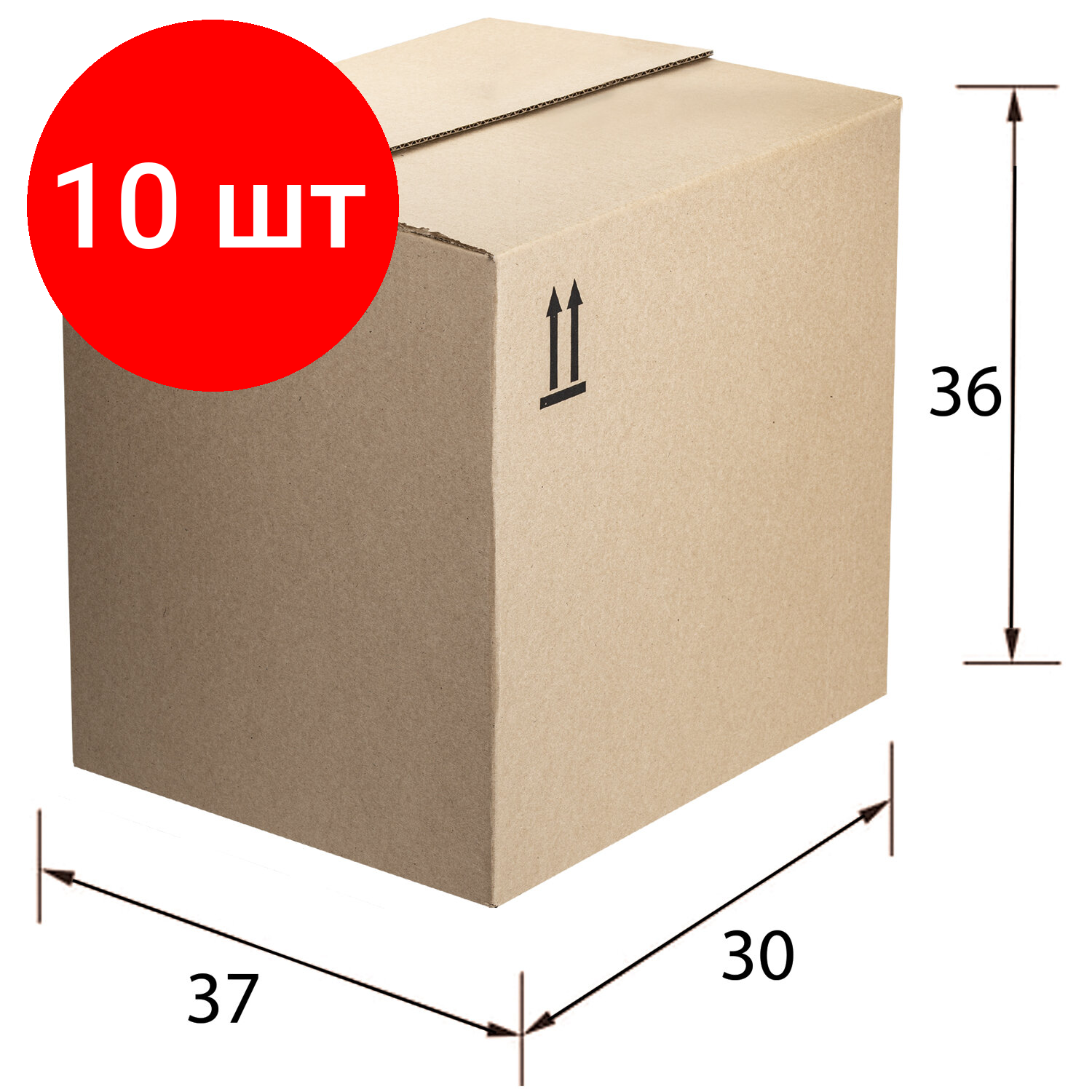 Комплект 10 шт, Гофроящик, длина 370 х ширина 300 х высота 360 мм, марка Т22, профиль В, FEFCO 0202 / ГОСТ, исполнение Б, 503212