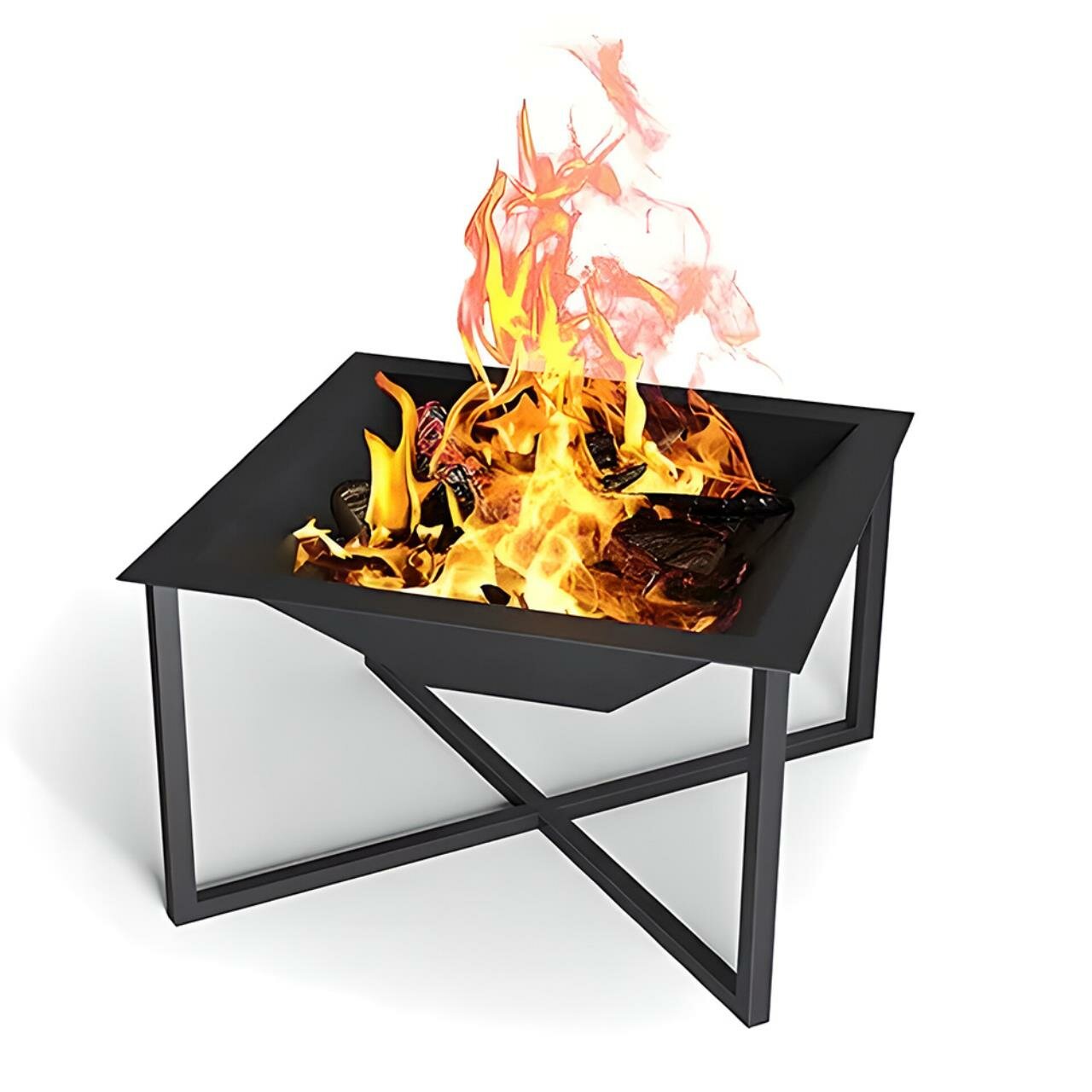 Костровая чаша "Везувий" №2, сталь, прямоугольная, 41,5 см х 68 см х 68 см