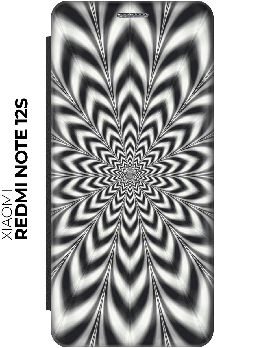 Чехол-книжка на Xiaomi Redmi Note 12s / Сяоми Редми Ноут 12с с рисунком "Черно-белая иллюзия" черный