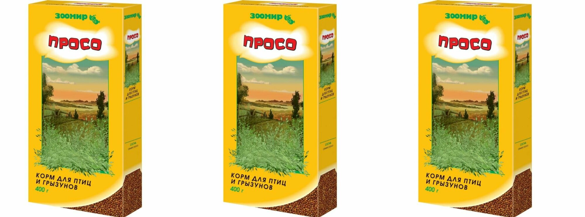 Зоомир Корм для птиц и грызунов Просо, 400 г, 3 шт