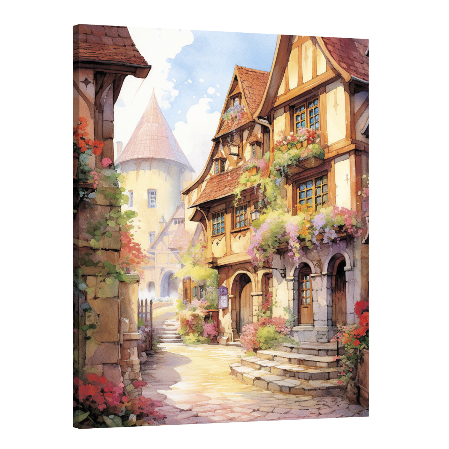 Интерьерная картина 50х70 "Деревня в стиле арт-нуво"