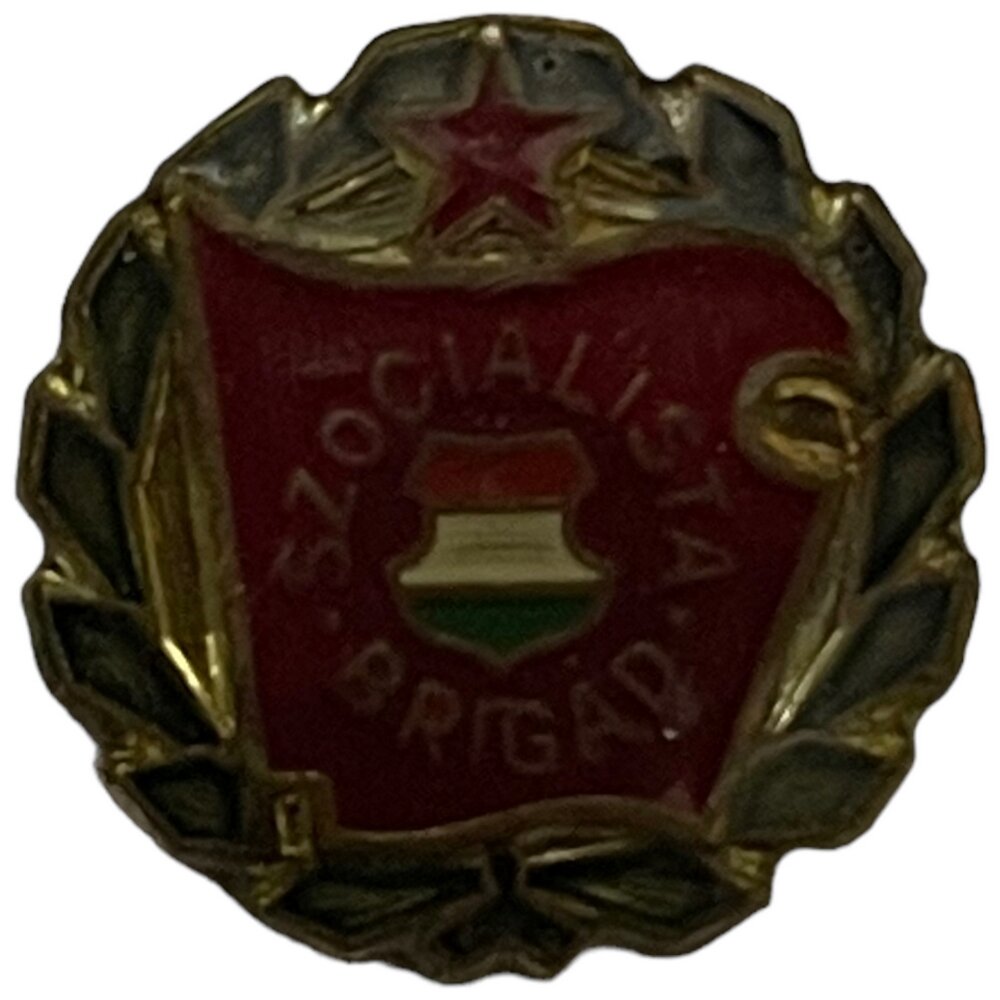 Фрачный знак "Бригада социалистического труда" с зеленым венком, Венгрия 1961-1990 гг. (вид 2)