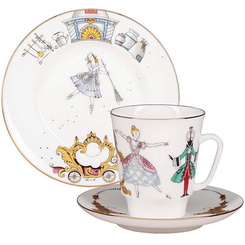 Комплект кофейный 3 предмета Золушка (Майская) Императорский фарфоровый завод (ИФЗ) 81.25406.00.1