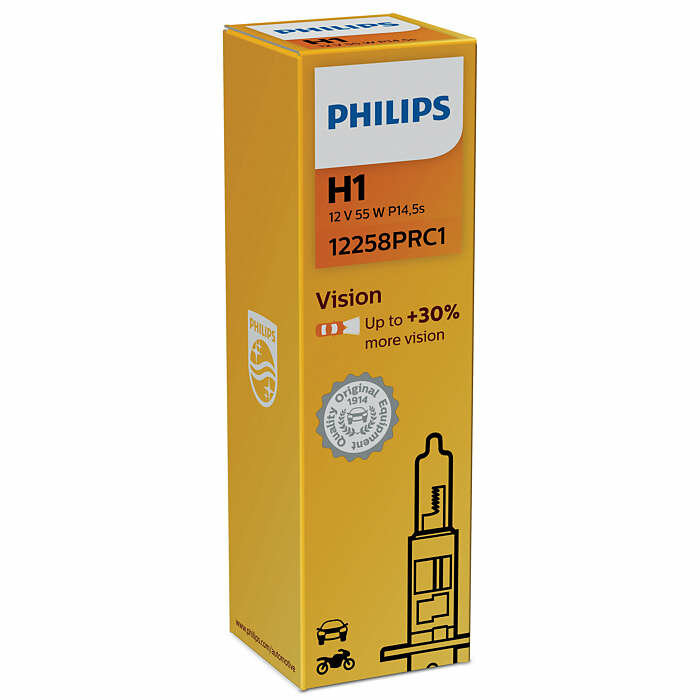 Лампа галогенная H1 12/55 PHILIPS PREMIUM +30% (артикул 12258 PRC1)
