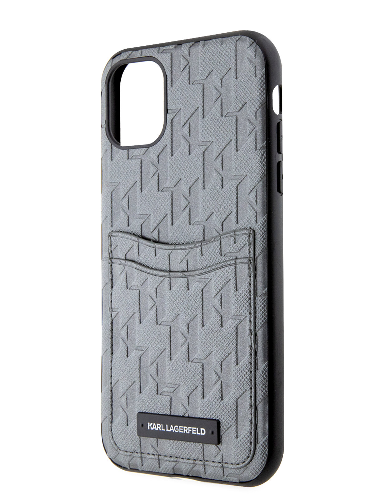 Lagerfeld для iPhone 11 чехол PU Saffiano Monogram with Cardslot Hard Silver
