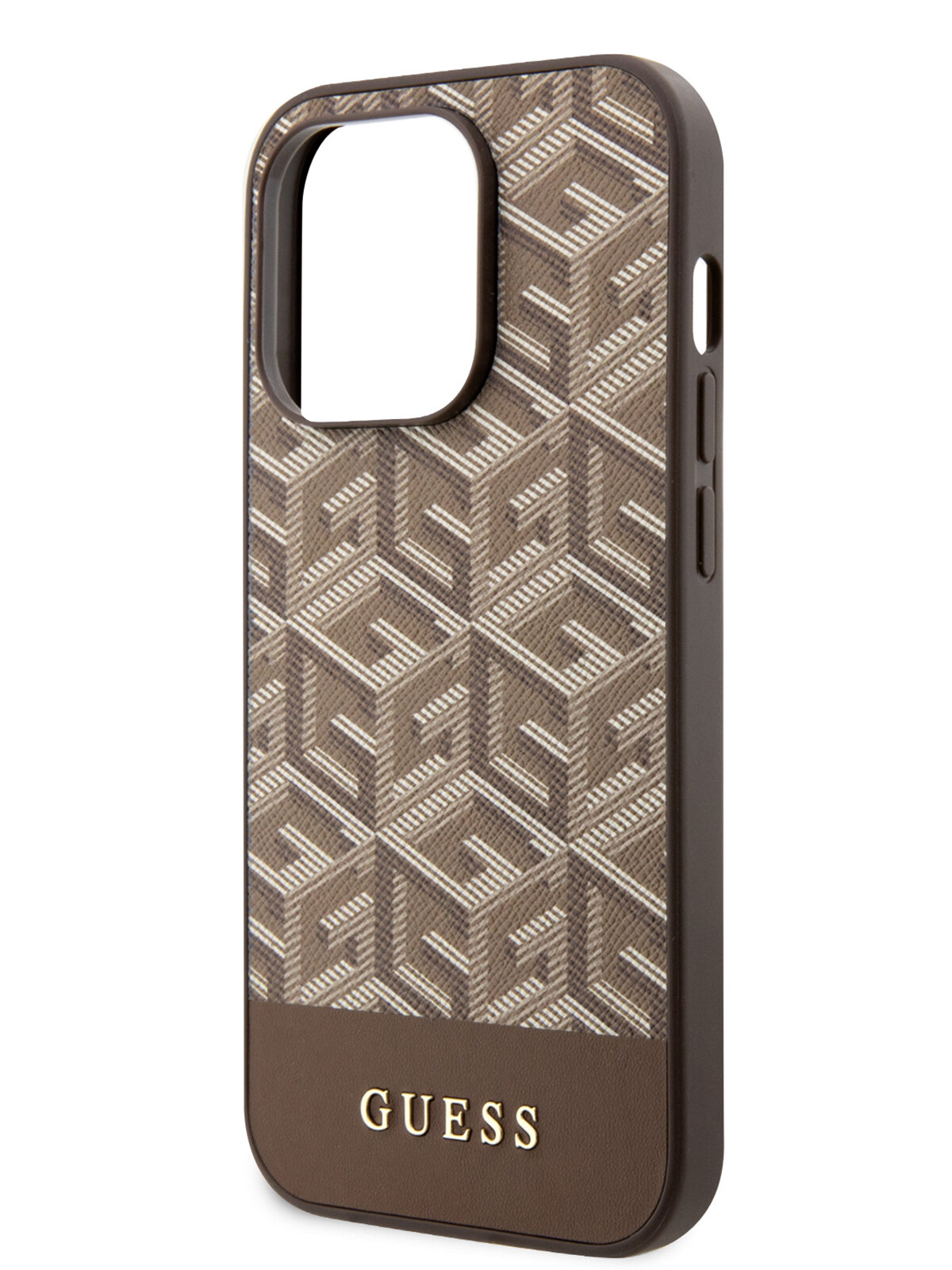 Guess для iPhone 13 Pro Max чехол MagSafe PU G CUBE Hard Brown