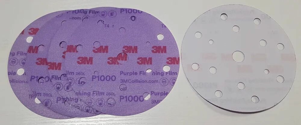 Круг абразивный 3M 51157 260L Purple Hookit полировальный, 15 отверстий, P1000, 150 мм./50шт
