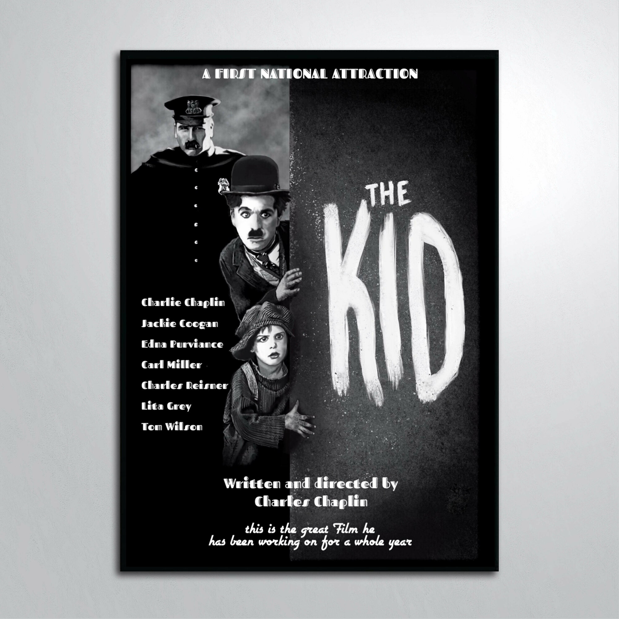 Постер без рамы/Винтажный плакат/Чарли Чаплин Малыш (1921) Арт The Kid