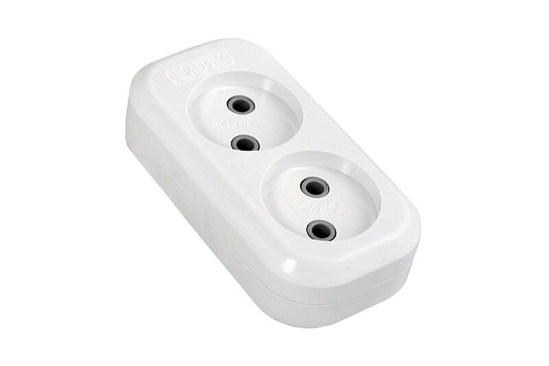 Колодка розетка удлинителя LUX У2-О 2-местная б/заз. 250В 10А