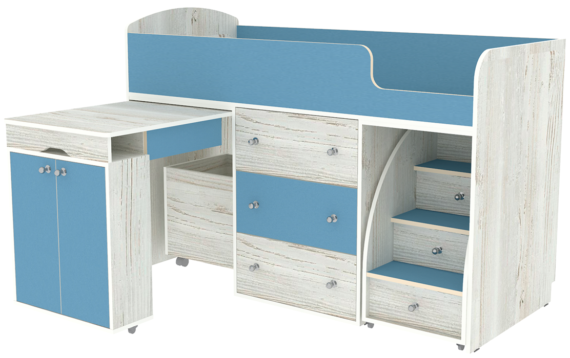 Кровать чердак Малыш Винтерберг Светло Синий/Голубой